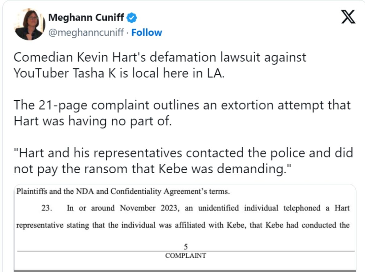 YouTuber Tasha K Sued By Kevin Hart For Extortion & Defamation